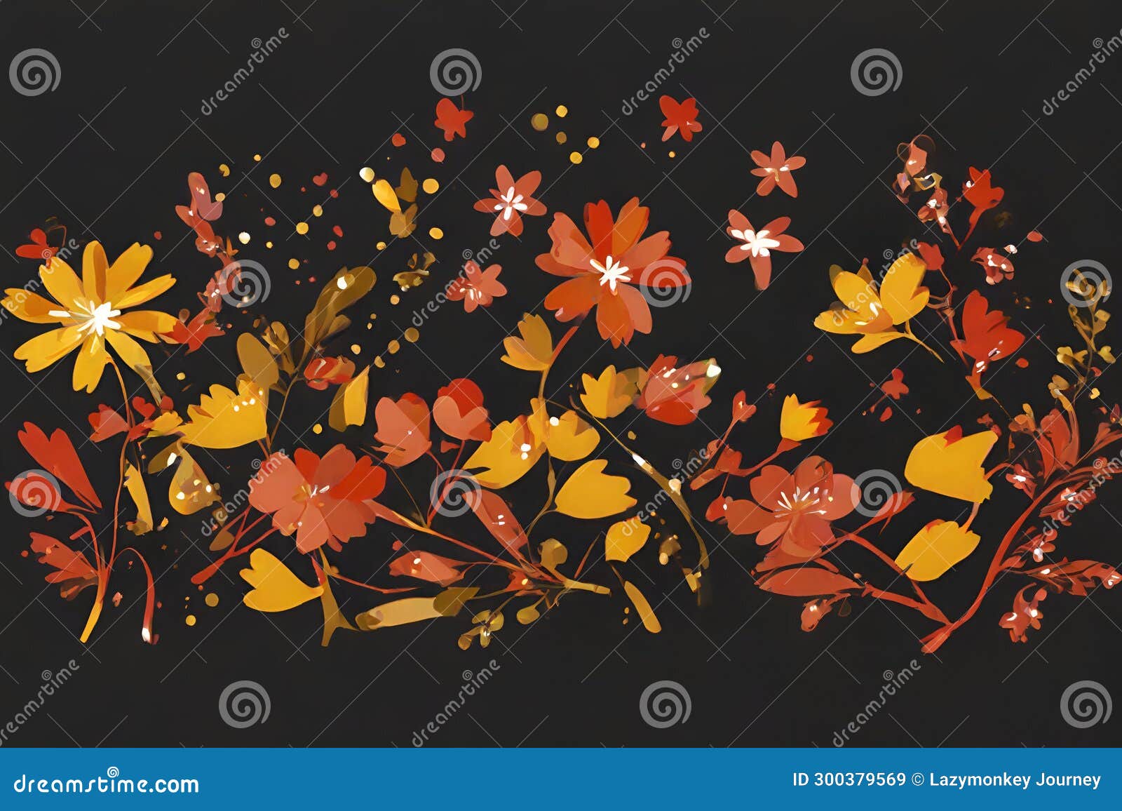 Light Red, Yellow Doodle Backdrop with Flowers Stock Illustration ...