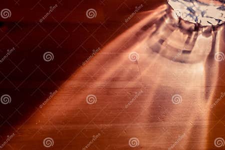 Light Reflection Casted on a Wooden Surface. Stock Image - Image of ...