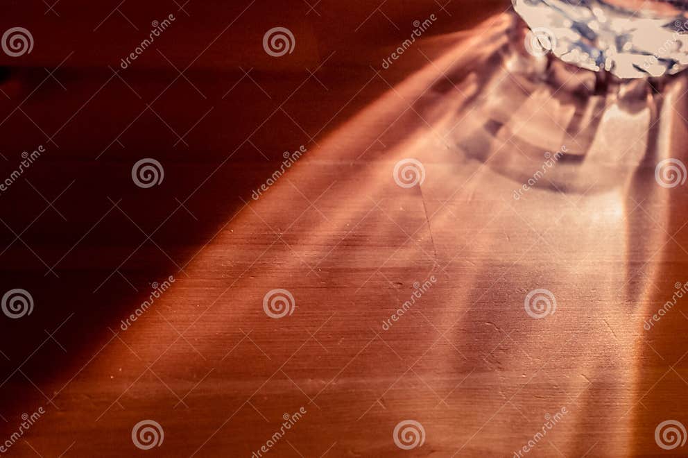 Light Reflection Casted on a Wooden Surface. Stock Image - Image of ...