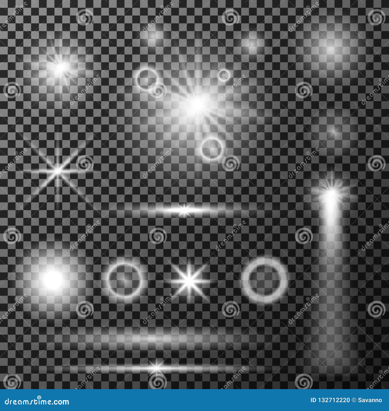 Light Reflections Set. Rays, Shining, Shimmering, Flash on Transparent ...