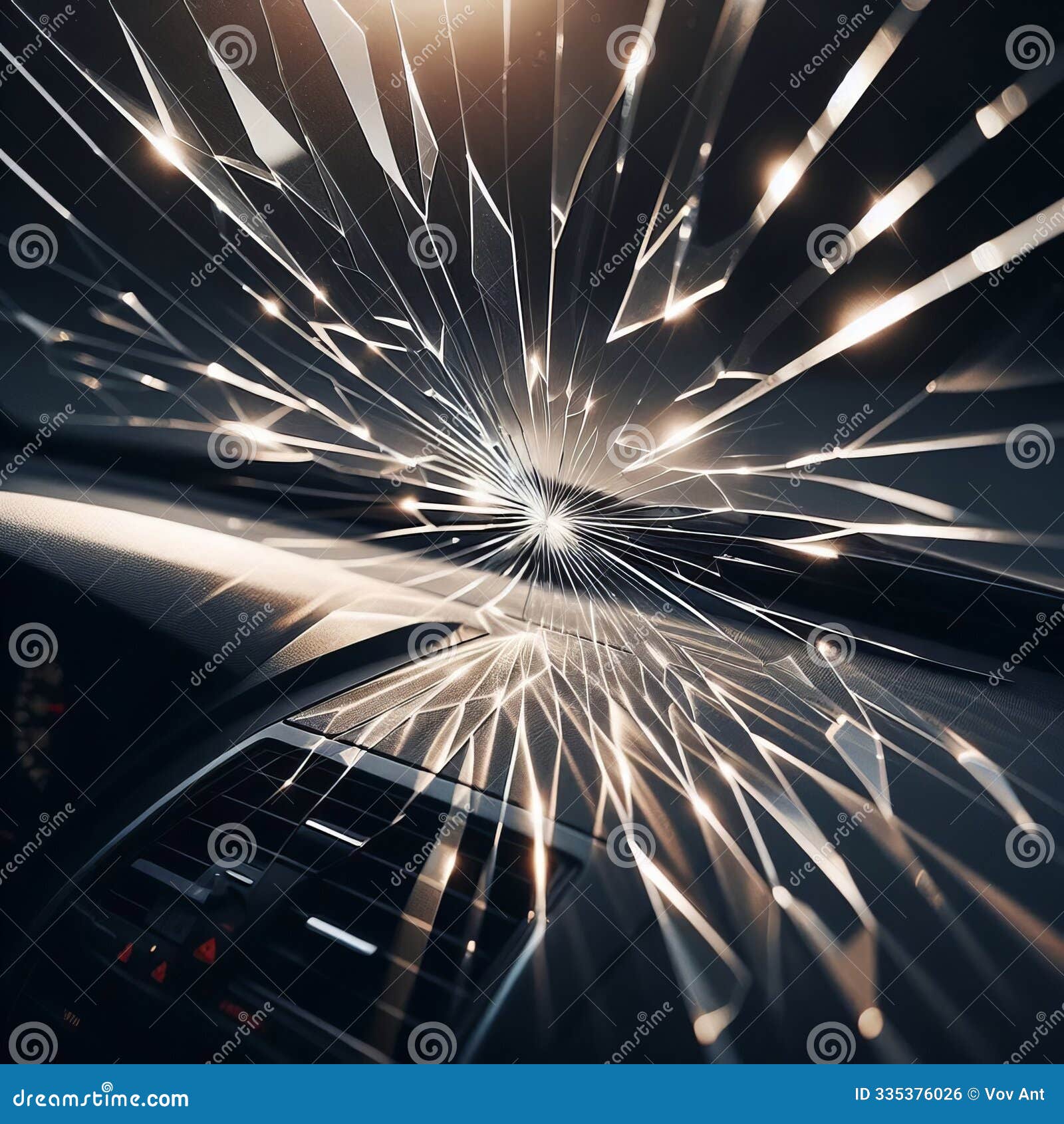 Light Refracted through Cracked Glass â€“ a Crack in the Window Stock ...