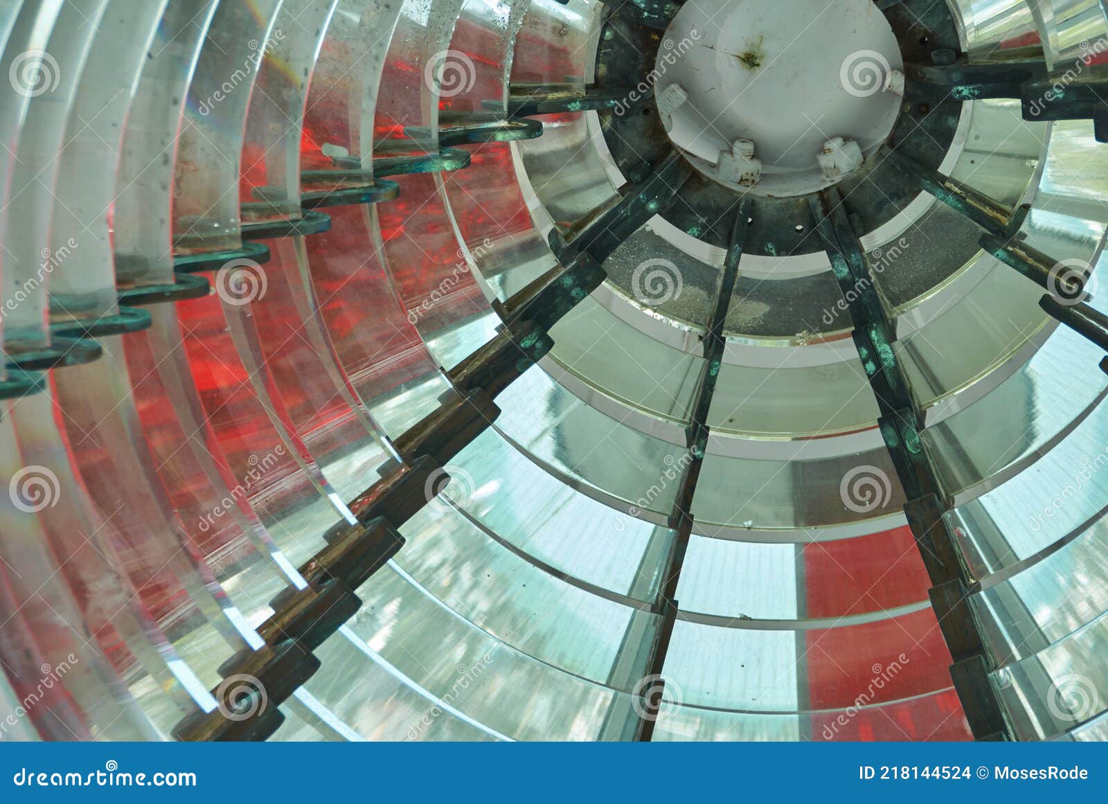 Light Refracted in Faceted Unlit Lighthouse Lens Stock Photo - Image of ...