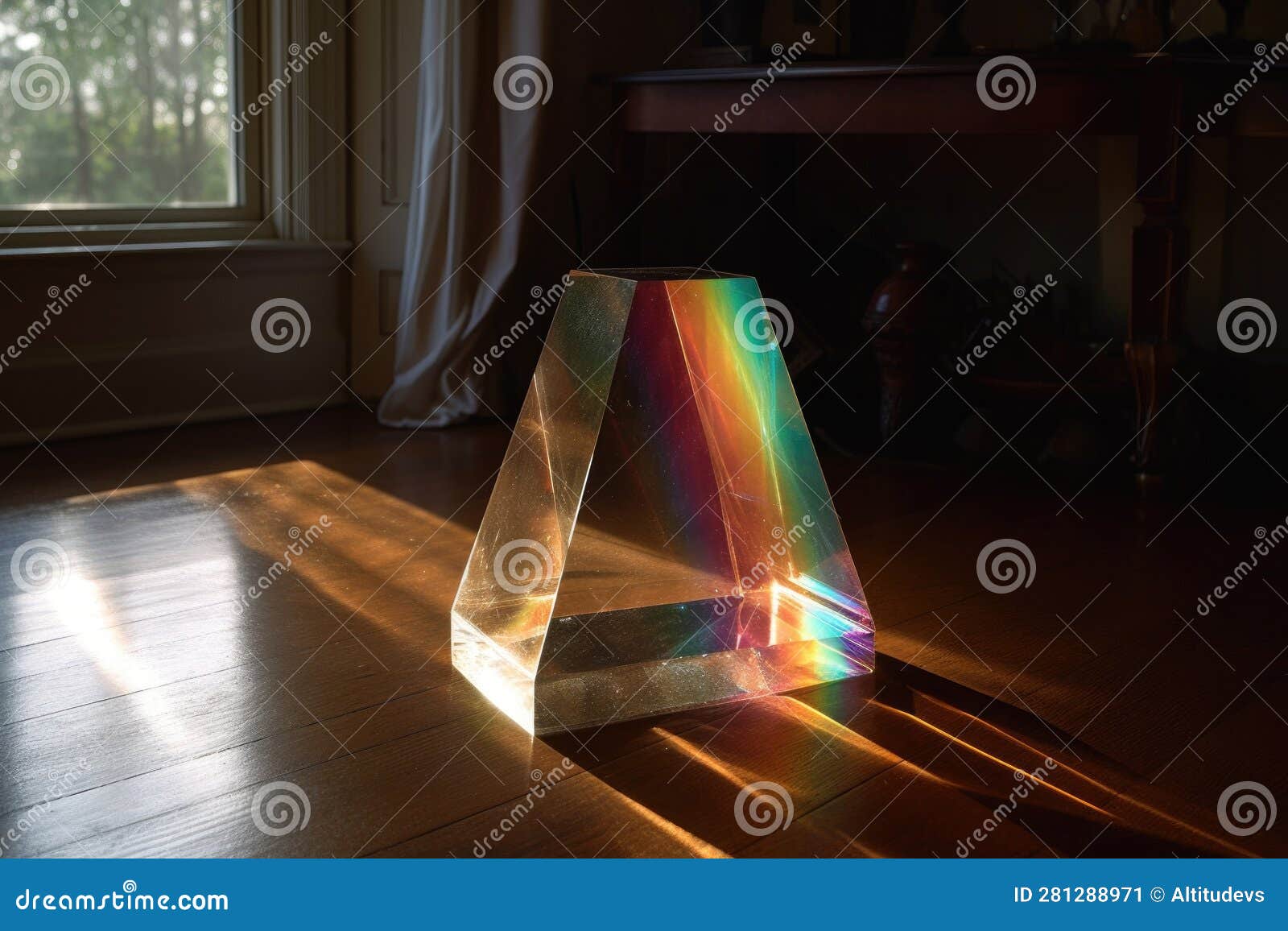 Light Refracting through Artistic Glass Prism Stock Illustration ...