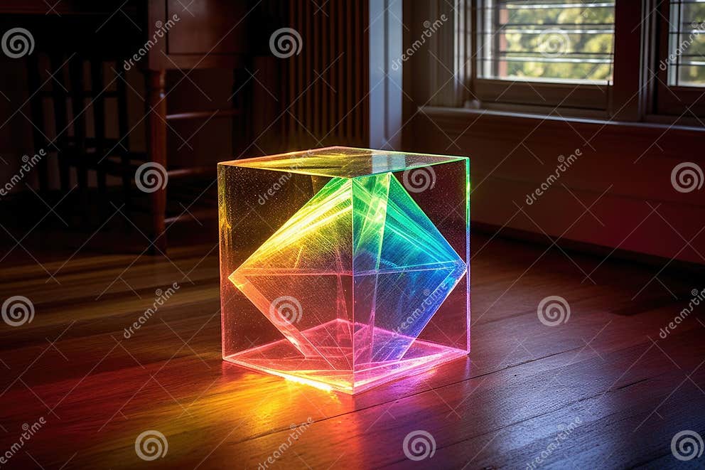 Light Refracting through Prismatic Glass Cube Stock Illustration ...