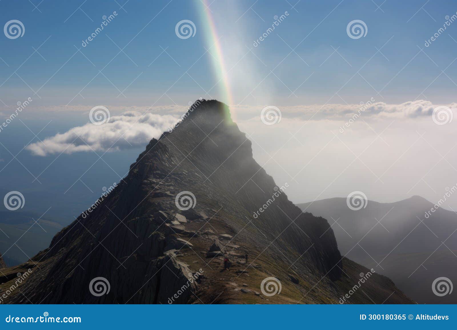 Light Refraction Creating a Brocken Spectre on a Mountain Peak Stock ...