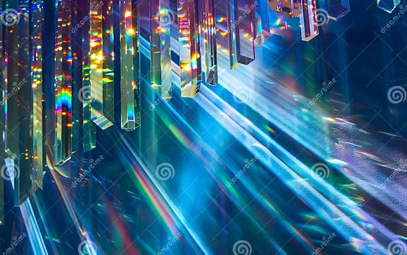 Light Refracts through Crystal Prisms, Creating Rainbow Spectrum Stock ...