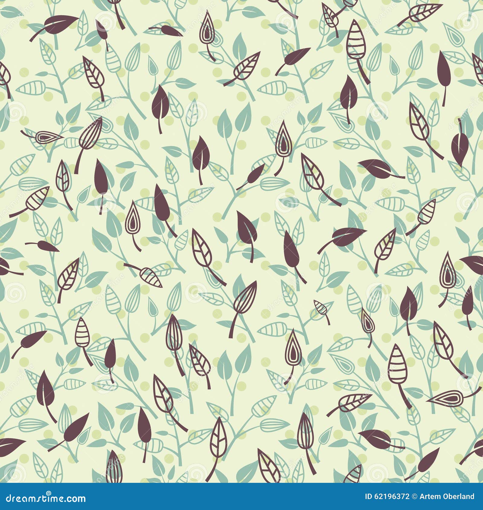Light Retro Leaves on Branches Seamless Pattern Stock Vector ...
