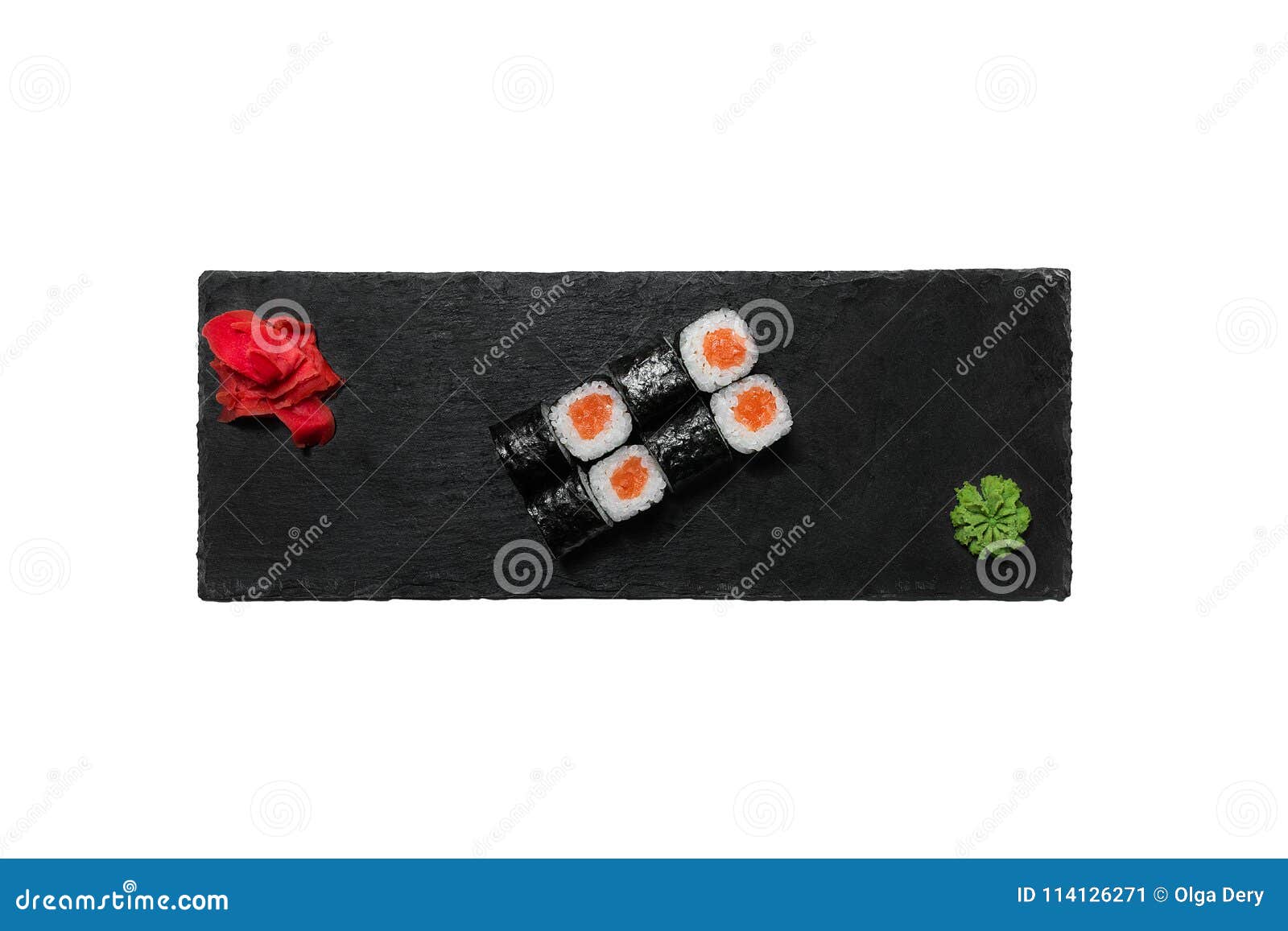Light Rolls Set with Salmon Stock Image - Image of black, menu: 114126271