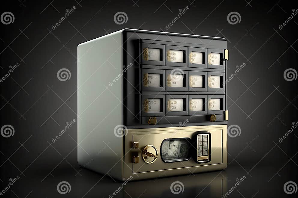 Light Safe Deposit Box for Saving Boxes with Money Stock Illustration ...