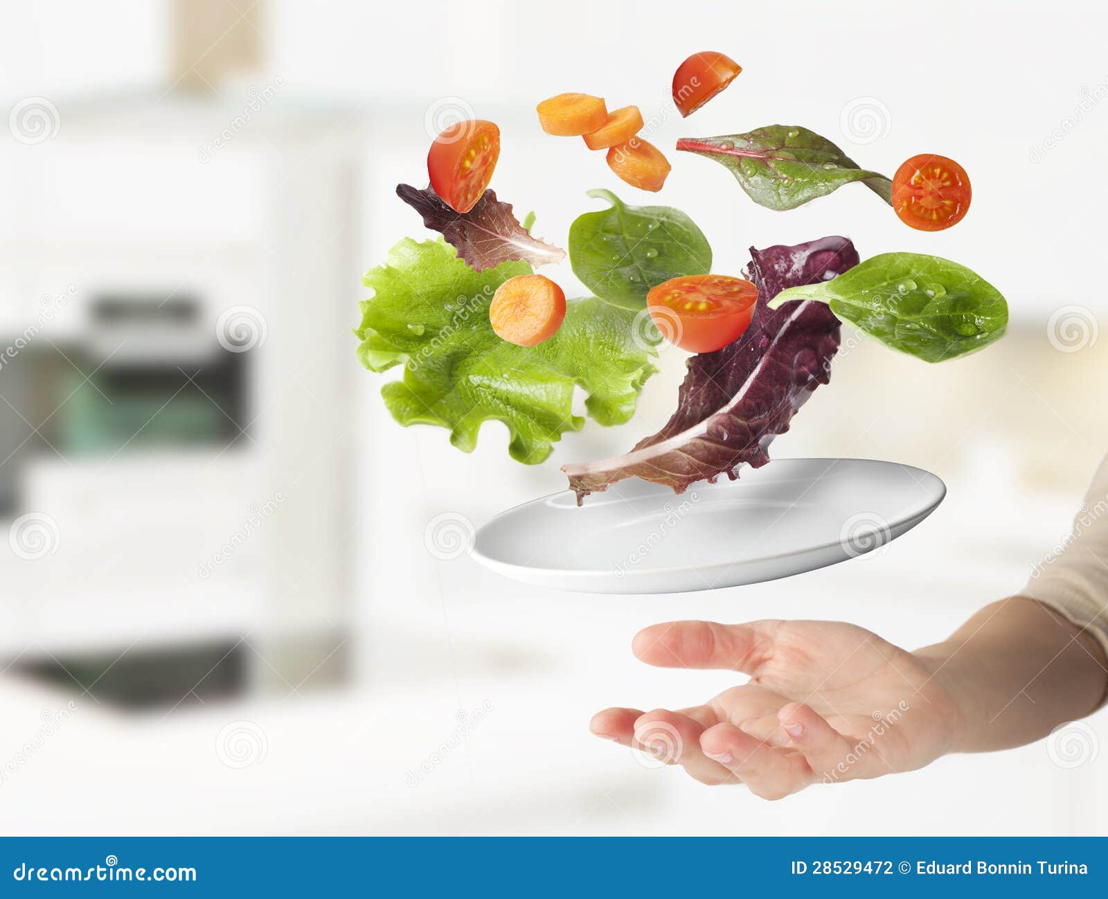 Light Salad with Floating Vegetables Stock Photo - Image of carrot ...