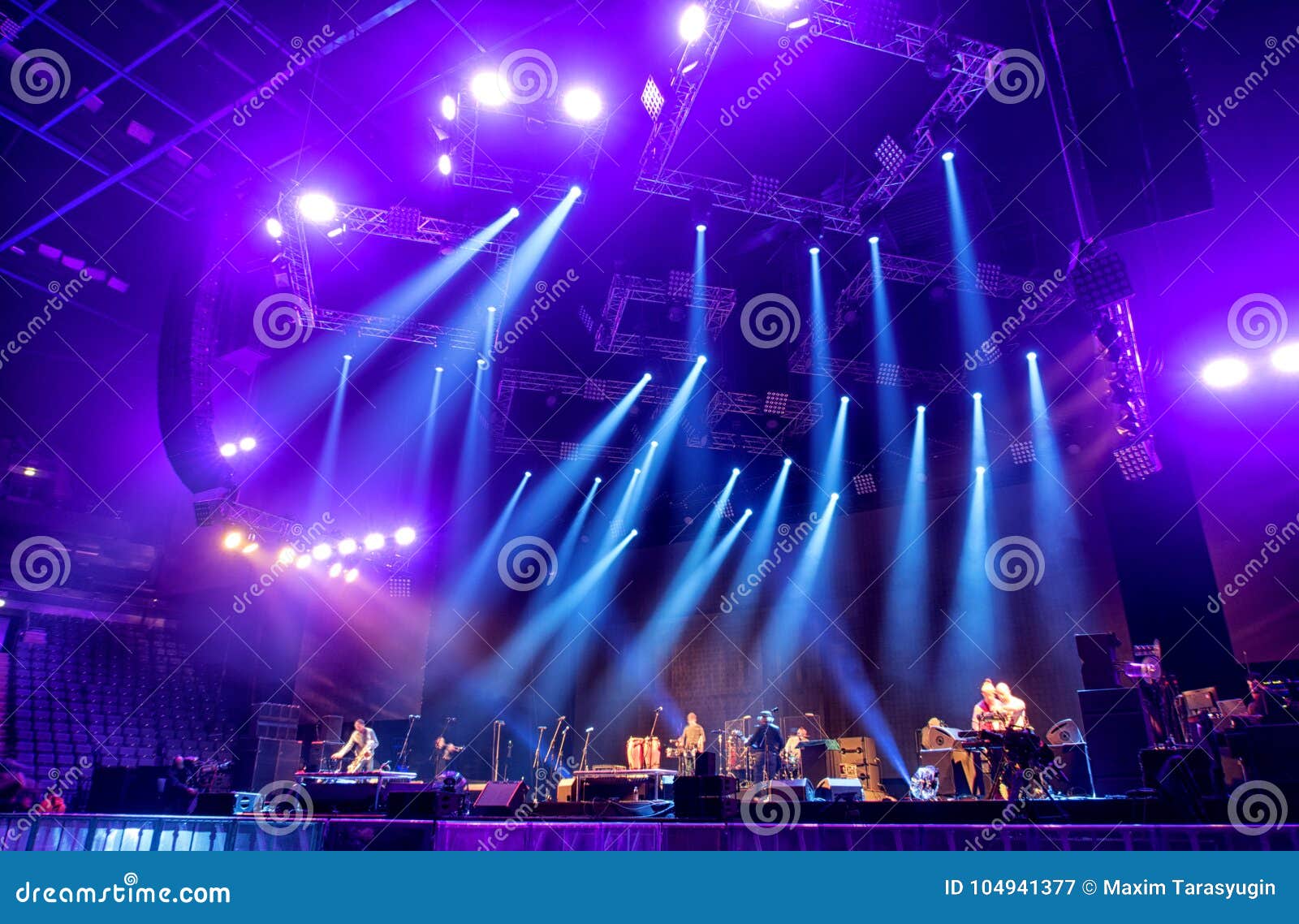 Light from the Scene during the Concert. Stock Image - Image of color ...