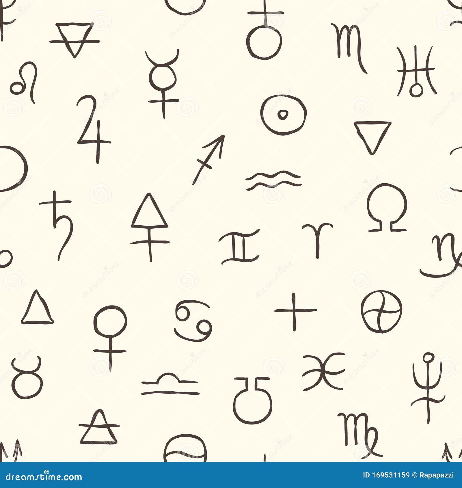 Light Seamless Pattern of the Alchemical Simbols Stock Vector ...
