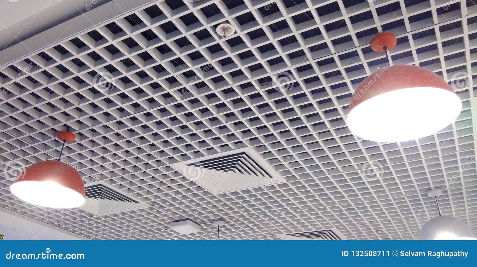 A Light Set Row of Designed Interior Ceiling. Stock Image - Image of ...