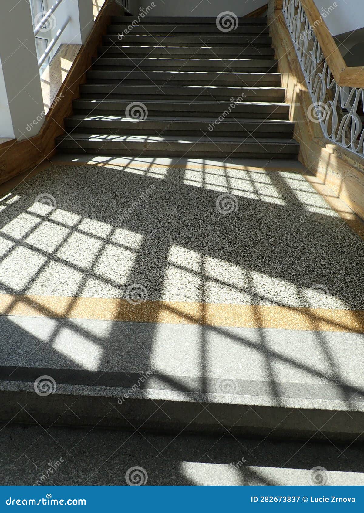 Light and Shade on an Interior Staircase Stock Image - Image of granite ...
