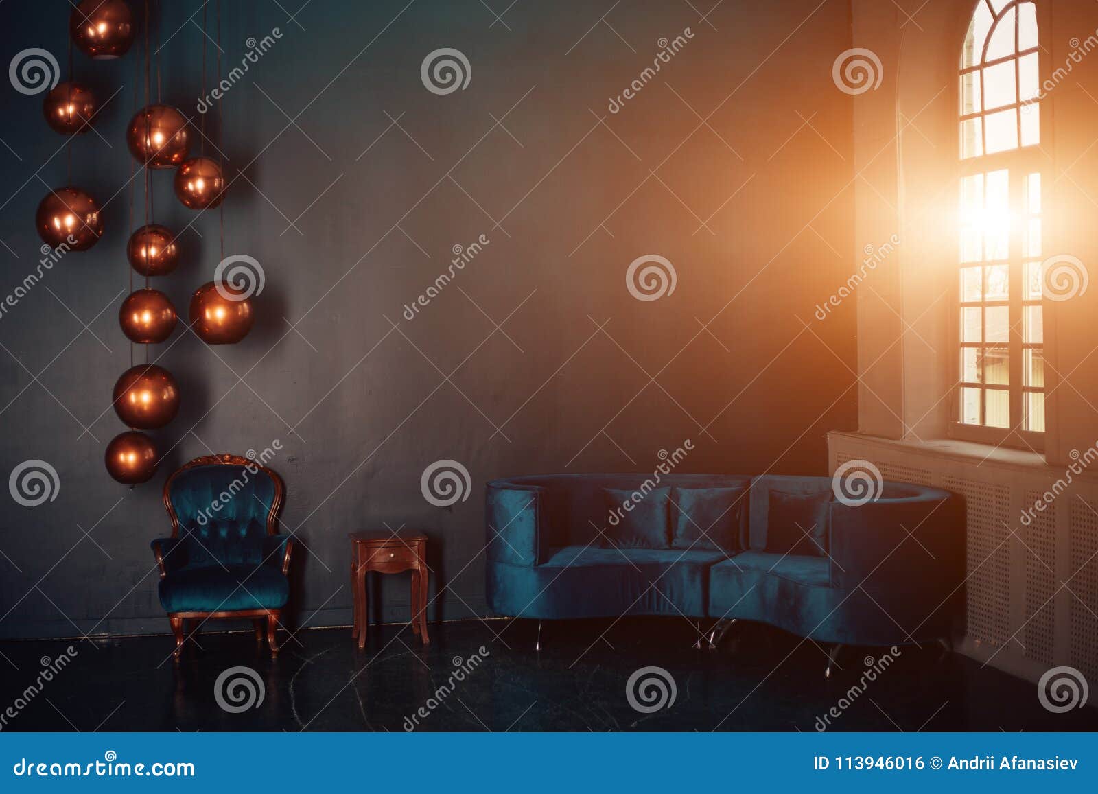 Light and Shadow in the Dark Room with Lamp Stock Photo - Image of ...