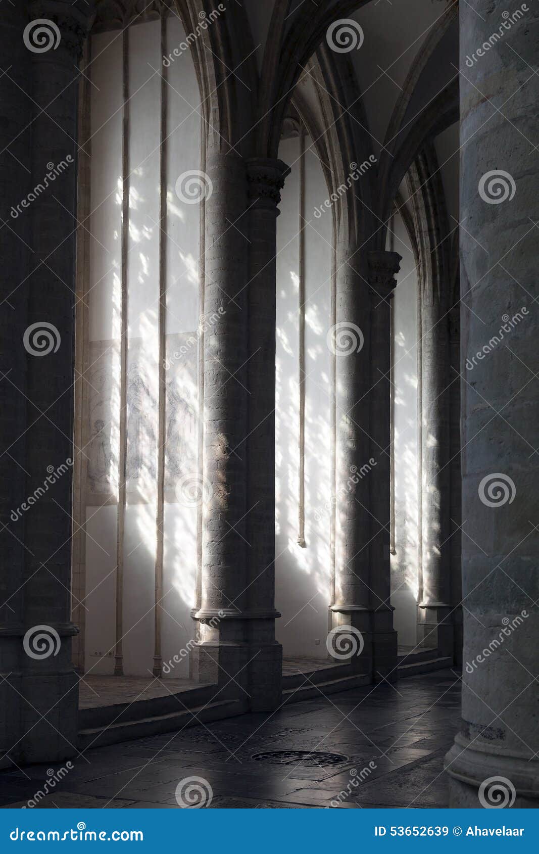 Light and Shadow Formed by Pilars in Cathedral Stock Image - Image of ...