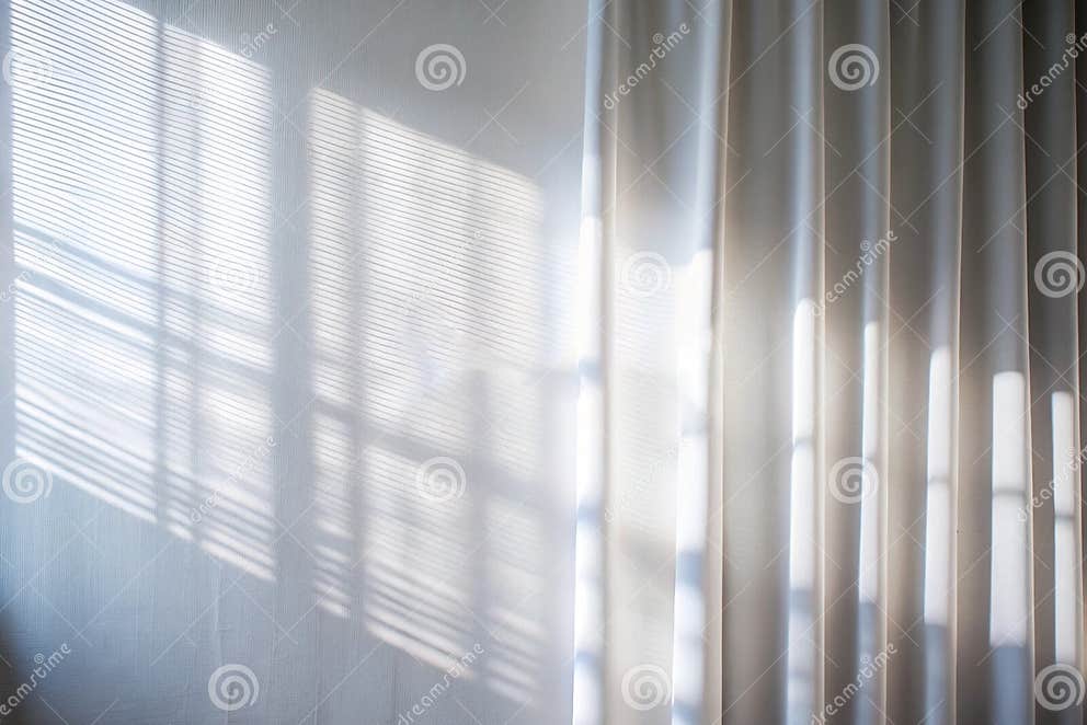 Light and Shadow Lines from Curtains on White Wall Stock Illustration ...