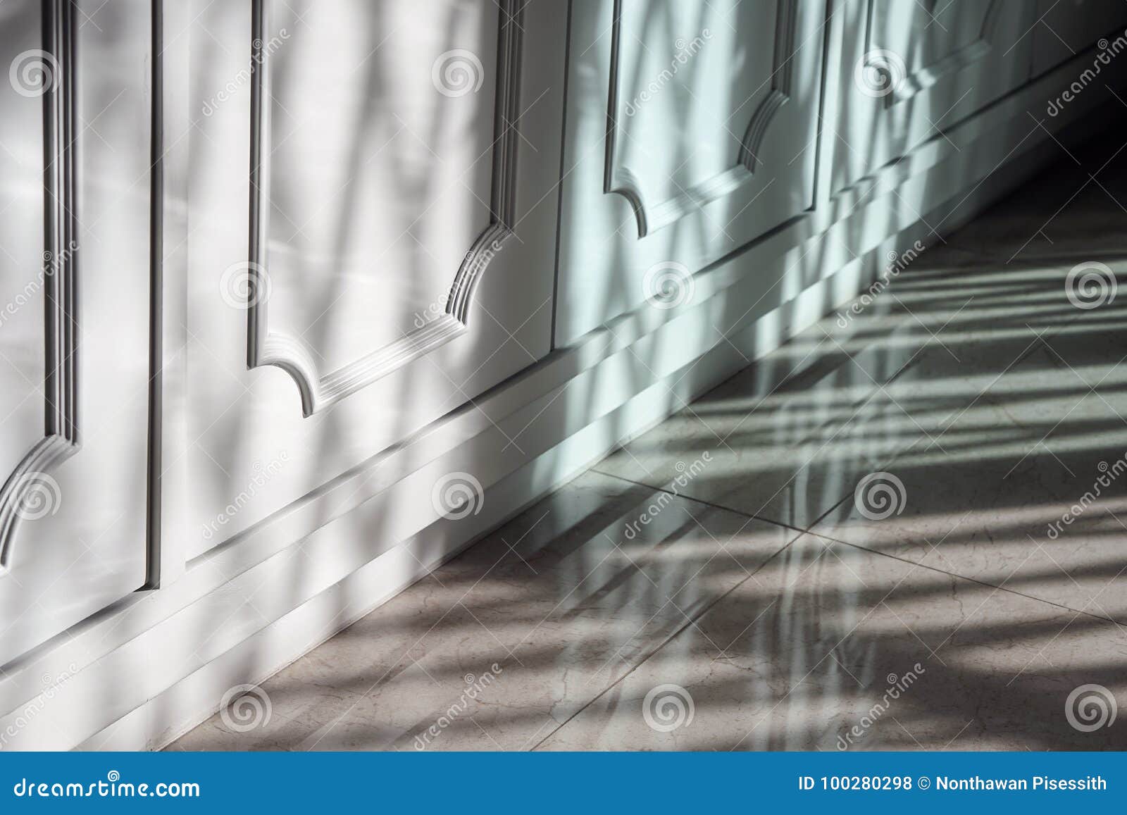 Light and Shadow Pattern on White Panel Furniture Stock Photo - Image ...