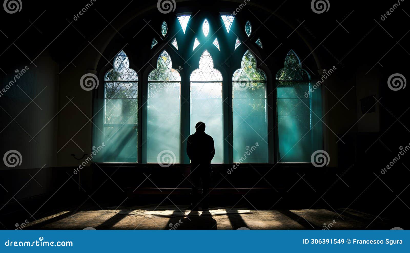 Light and Shadows on the Man Praying Stock Image - Image of meditation ...