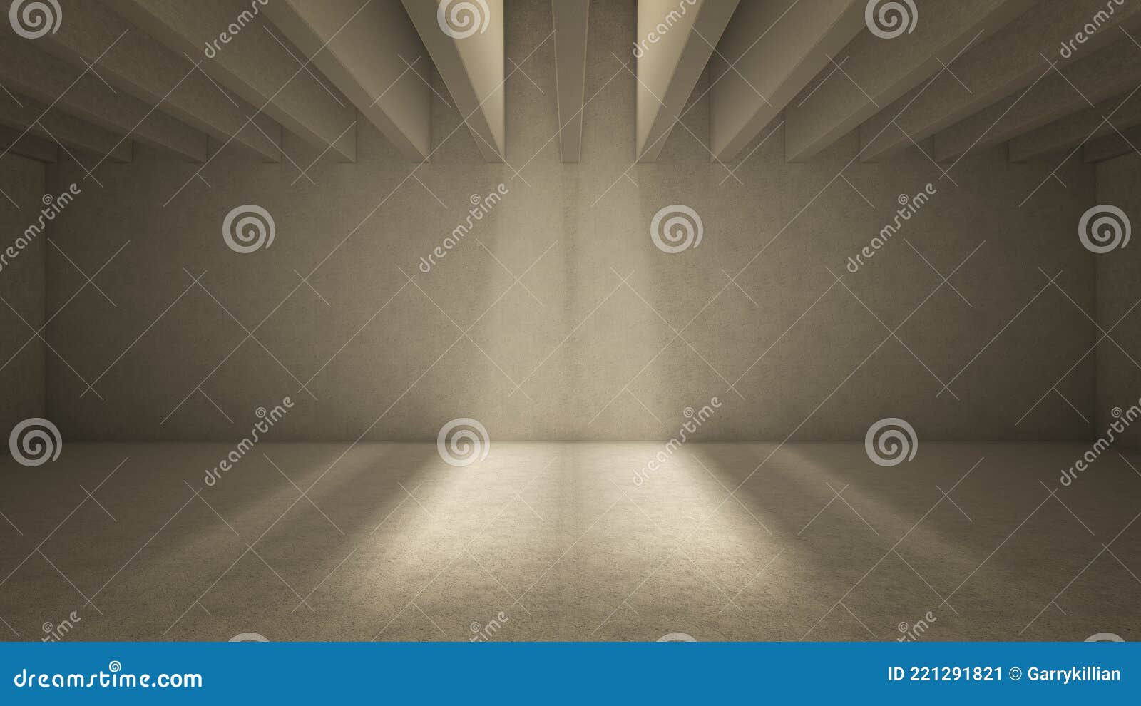 Light Shine through Ceiling Balks Casting Shadows. Beige Concrete ...