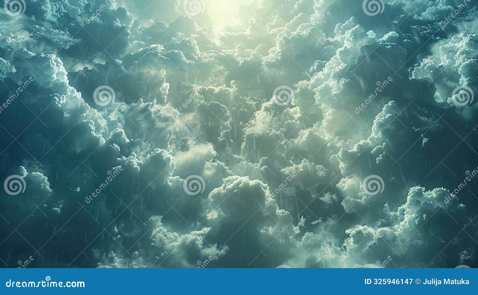 Light Shining through Dense Cumulus Clouds in the Sky Stock Image ...
