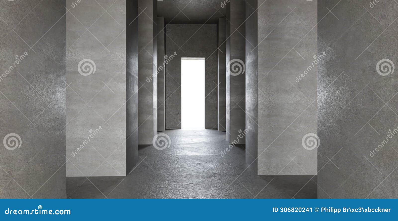 Light Shining through Doorway in Hallway 3d Render Illustration Stock ...