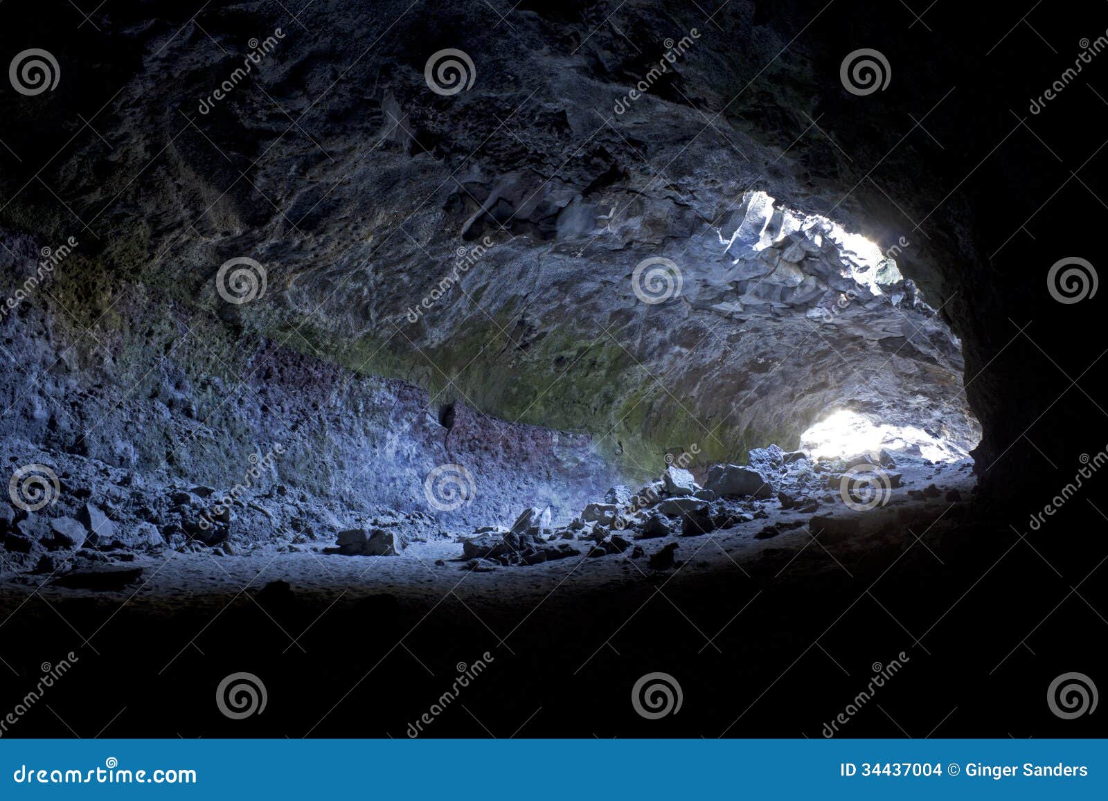 Light Shining Inside Lava Tube Cave Stock Photo - Image of unusual ...