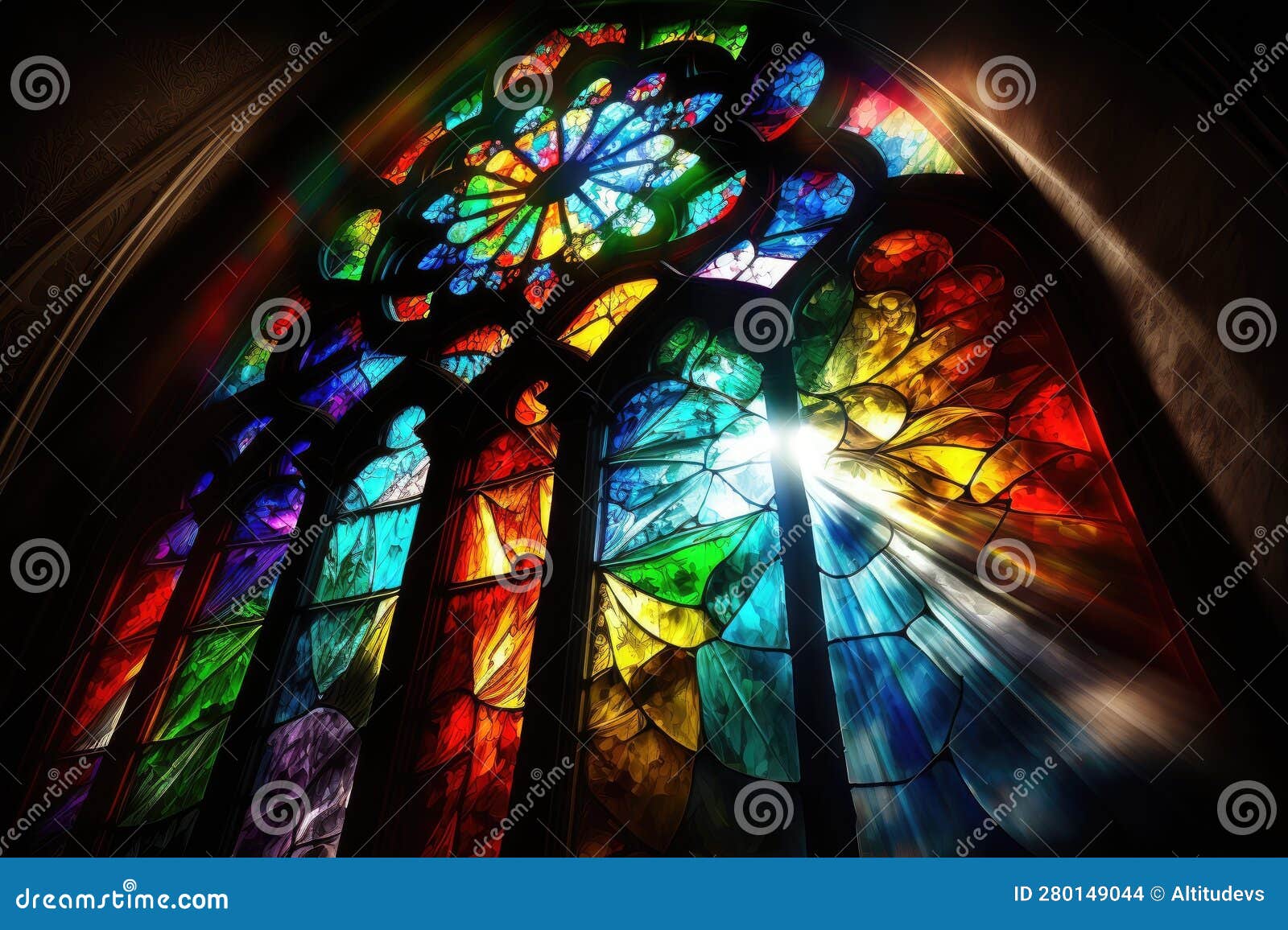 Light Shining through a Stained Glass Window, Creating Dazzling Display ...