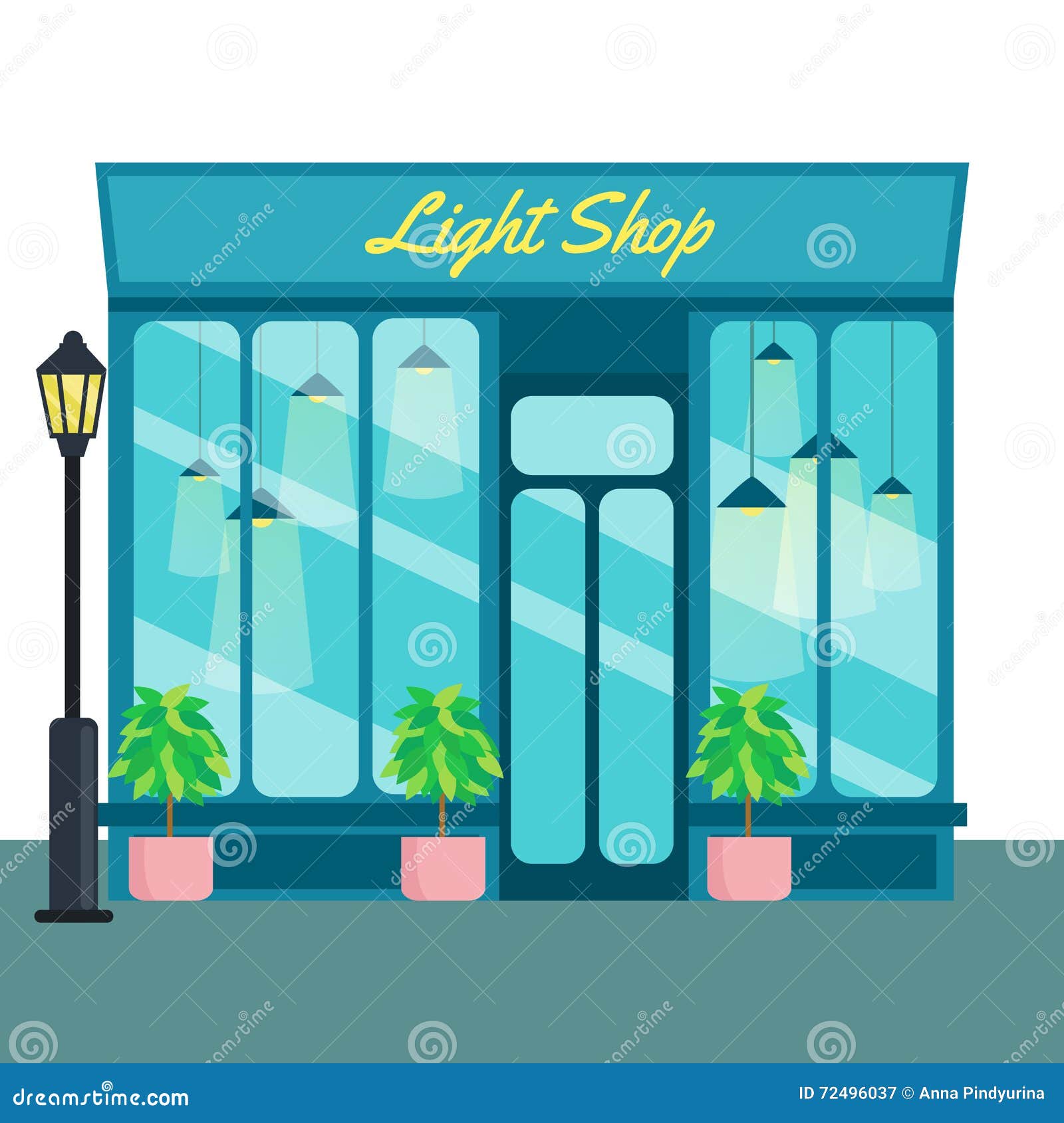 Light Shop and Store, Front Icon Flat Style. Vector Illustration Stock ...