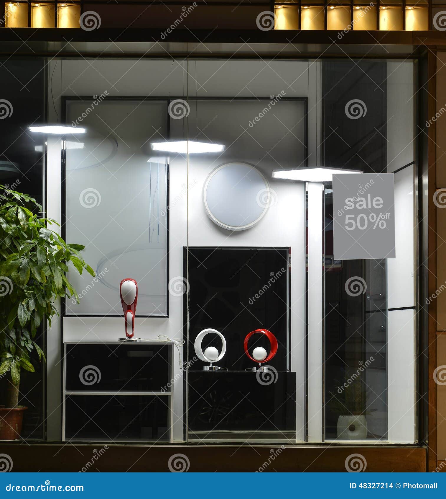 Led Light On Shop Ceiling In Modern Commercial Building Royalty-Free ...