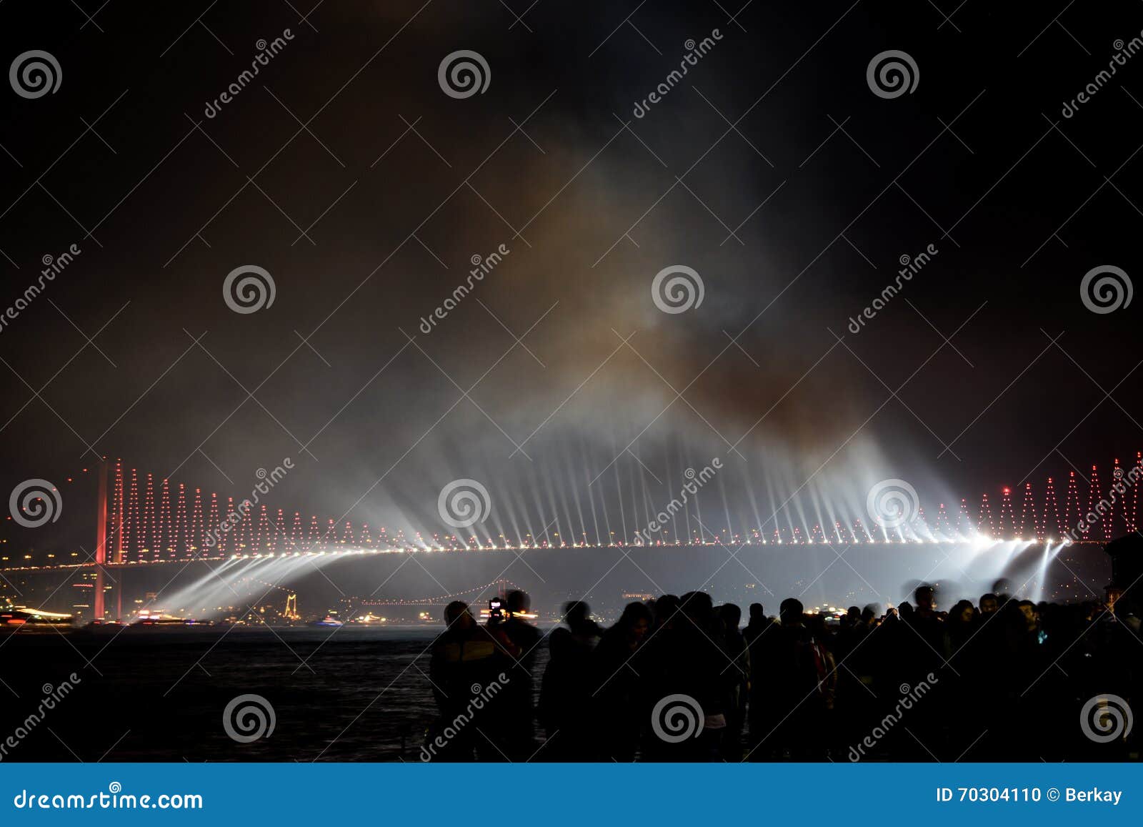 Light Show at Bosphorus Bridge Stock Photo - Image of abstract ...