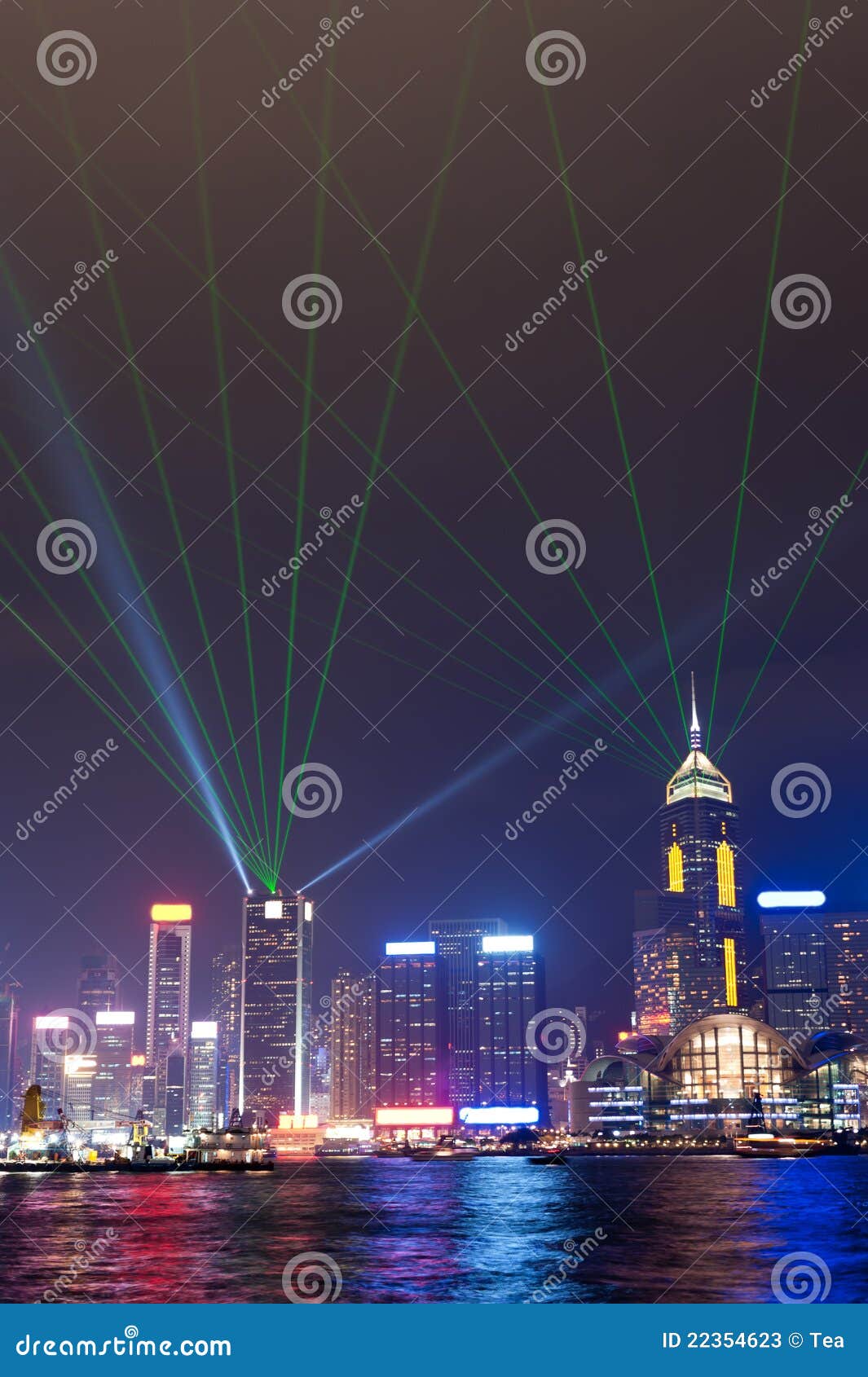 Light show in Hong Kong stock image. Image of china, scene - 22354623
