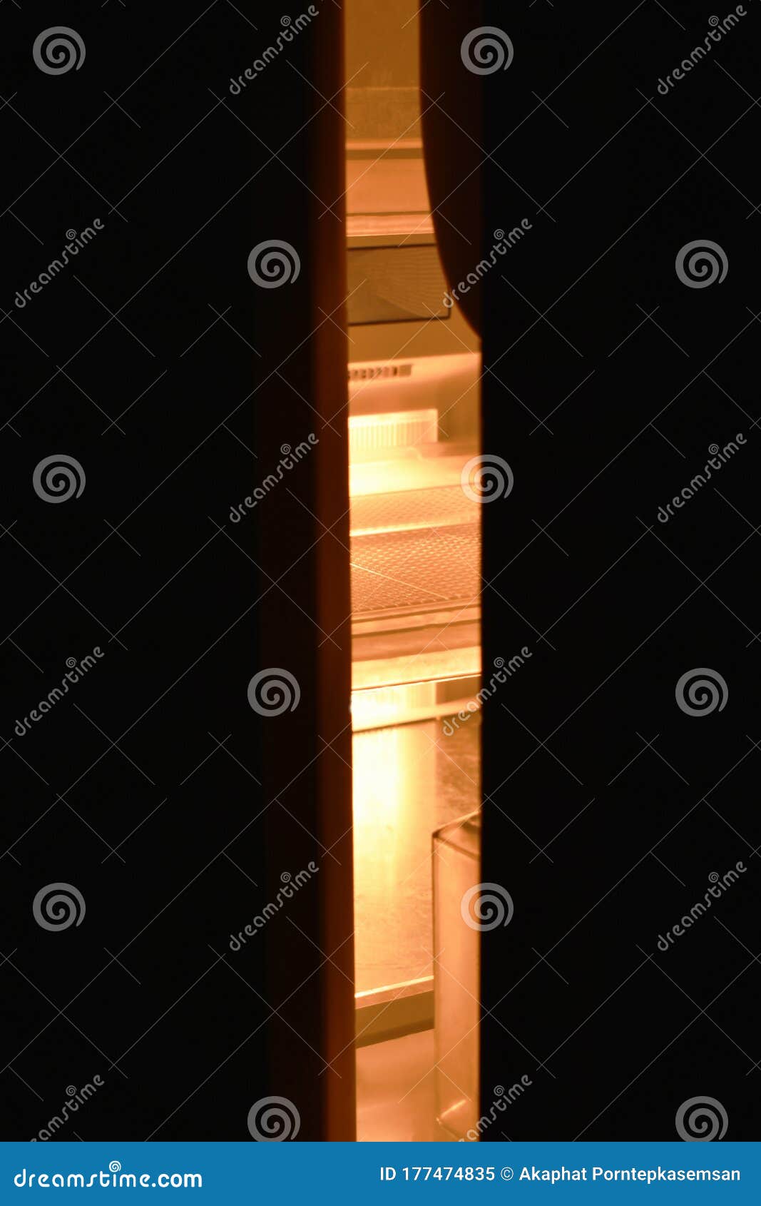 Light Sift Out from Refrigerator Door Ajar Out in the Dark Stock Image ...