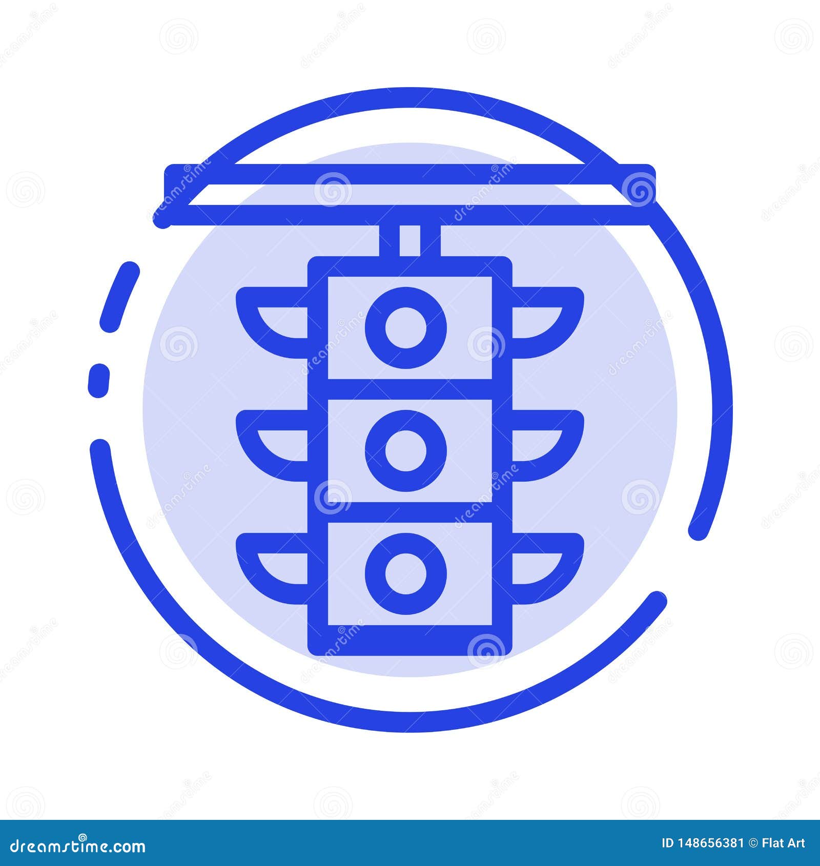Light, Sign, Station, Traffic, Train Blue Dotted Line Line Icon Stock ...