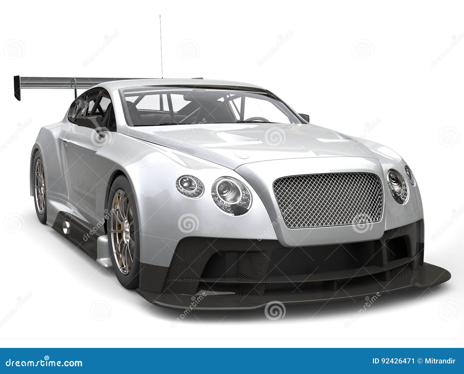 Light Silver Modern Race Super Car - Front View Closeup Shot Stock ...