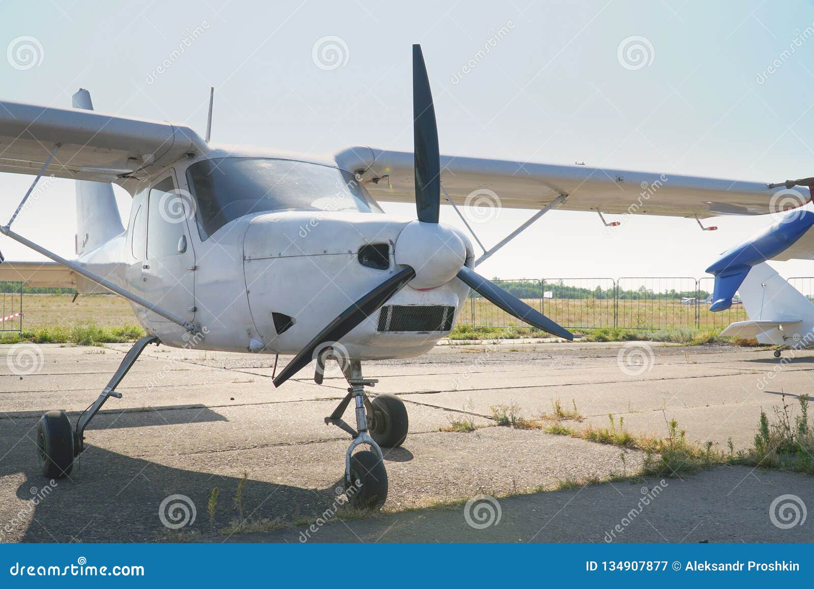 Light Single-engine Aircraft at the Airport Stock Image - Image of ...