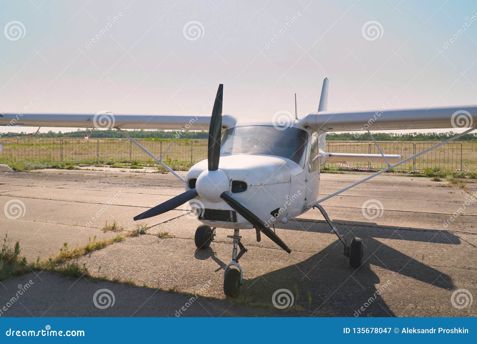 Light Single-engine Aircraft at the Airport Stock Image - Image of blue ...