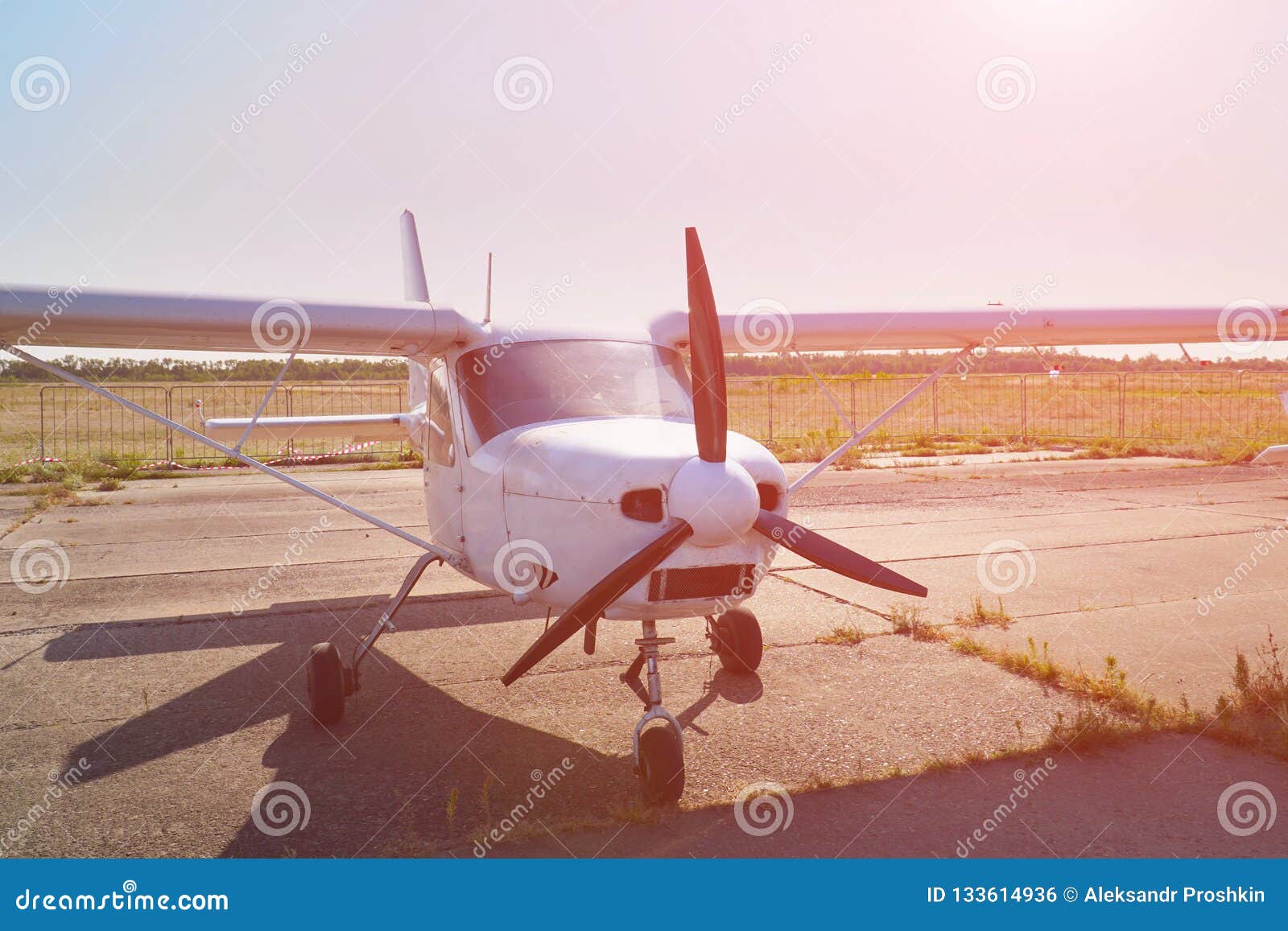 Light Single-engine Aircraft at the Airport Stock Photo - Image of ...
