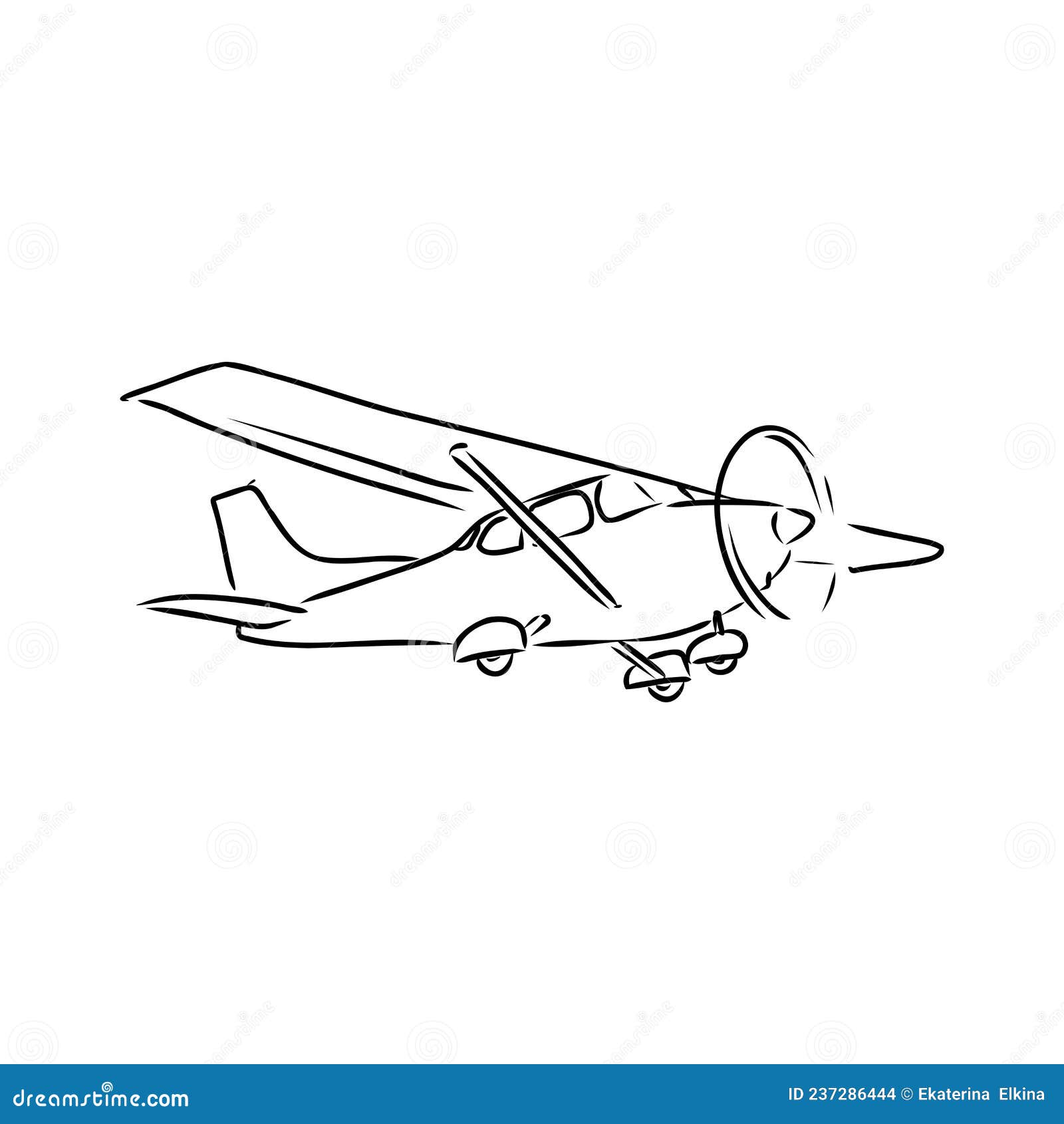 Light Single-engine Aircraft with Pilot Flies Against the Background of ...