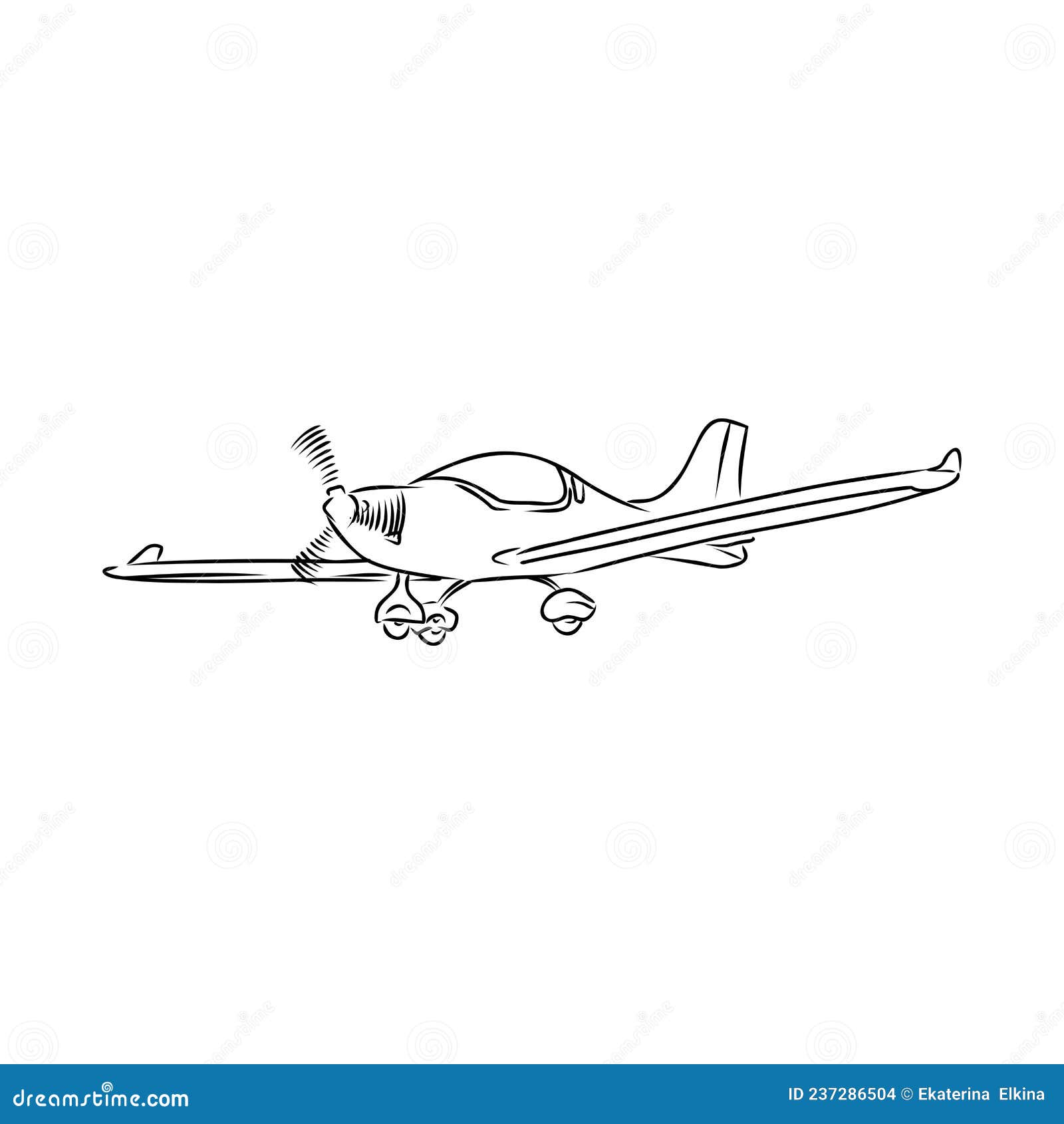 Light Single-engine Aircraft with Pilot Flies Against the Background of ...