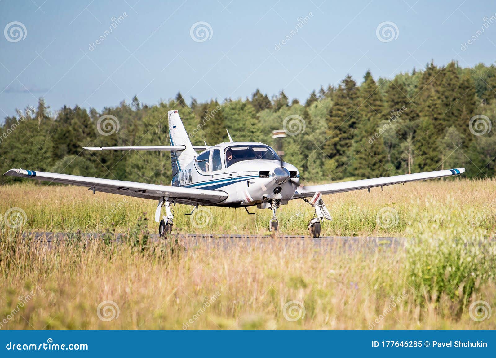 The Light Single-engine Aircraft Takeoff. Editorial Image - Image of ...