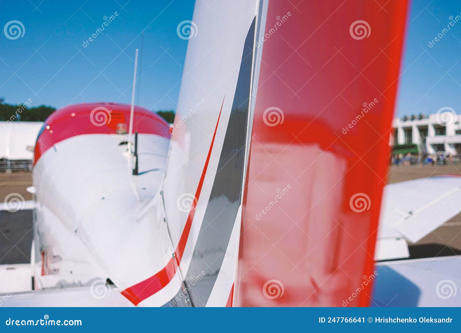 Light Single-engine Red Aircraft. Back View Stock Image - Image of ...