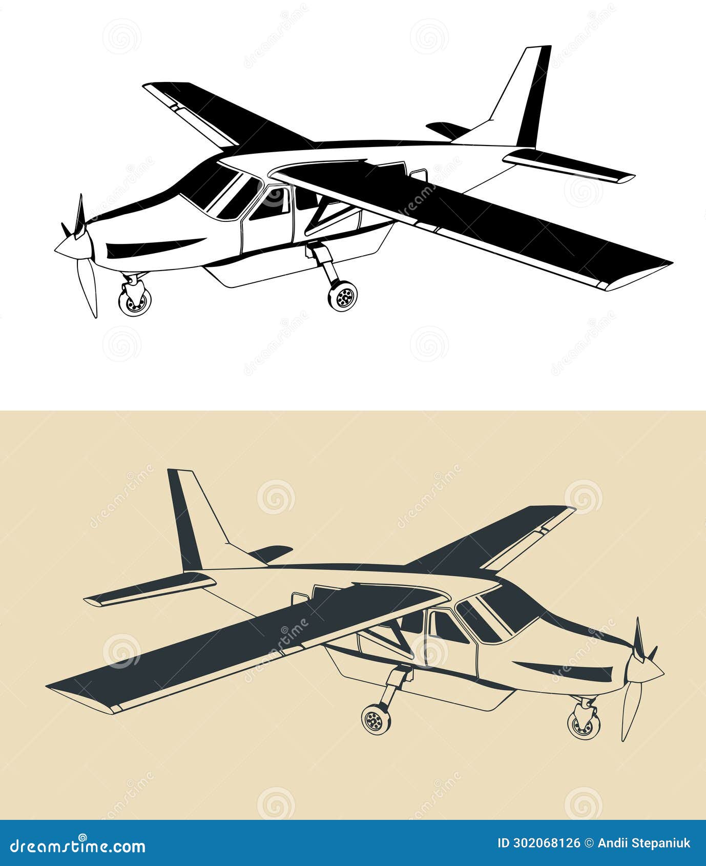 Light Single-engine Turboprop Aircraft Stock Vector - Illustration of ...