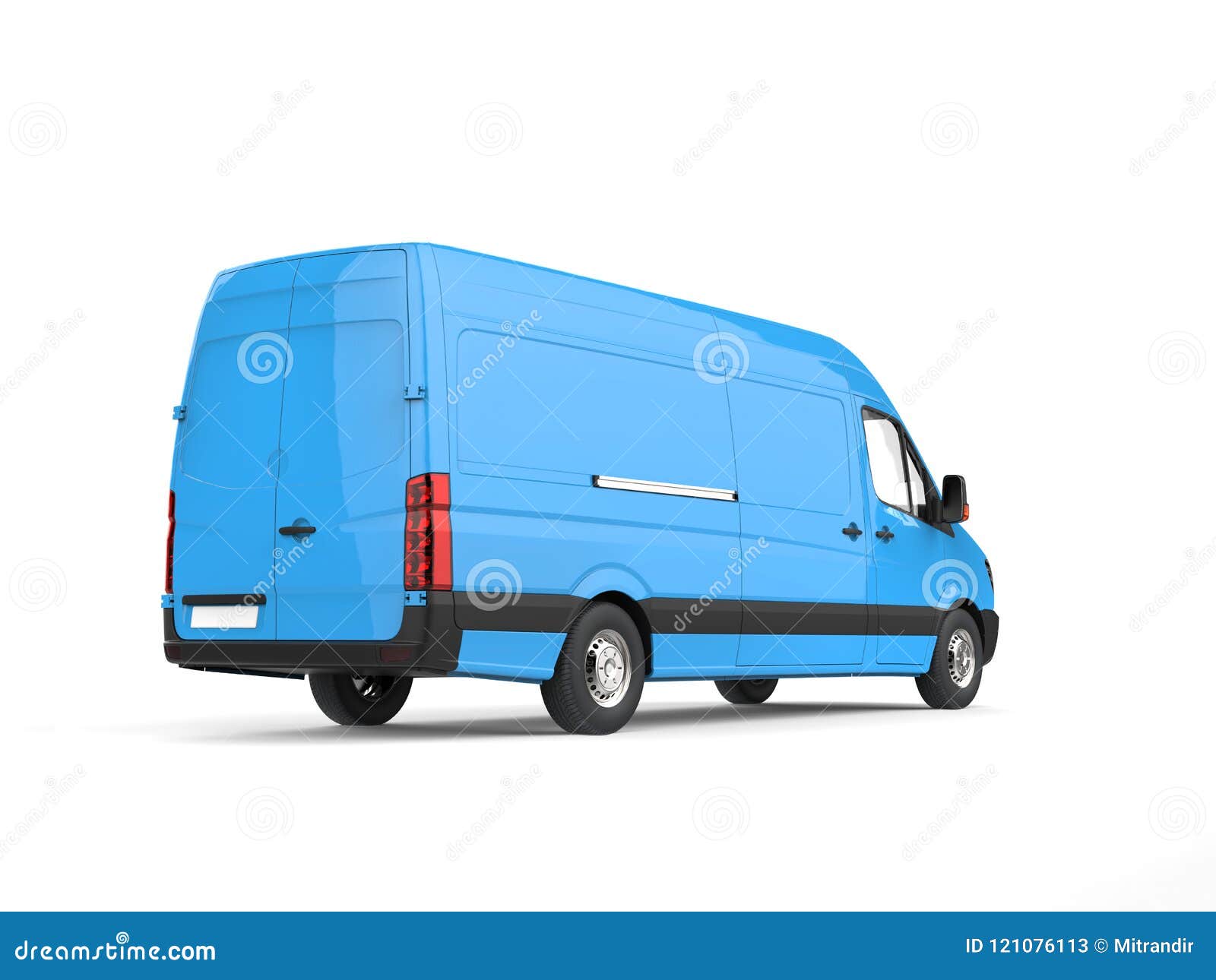 Light Sky Blue Delivery Van - Back View Stock Illustration ...