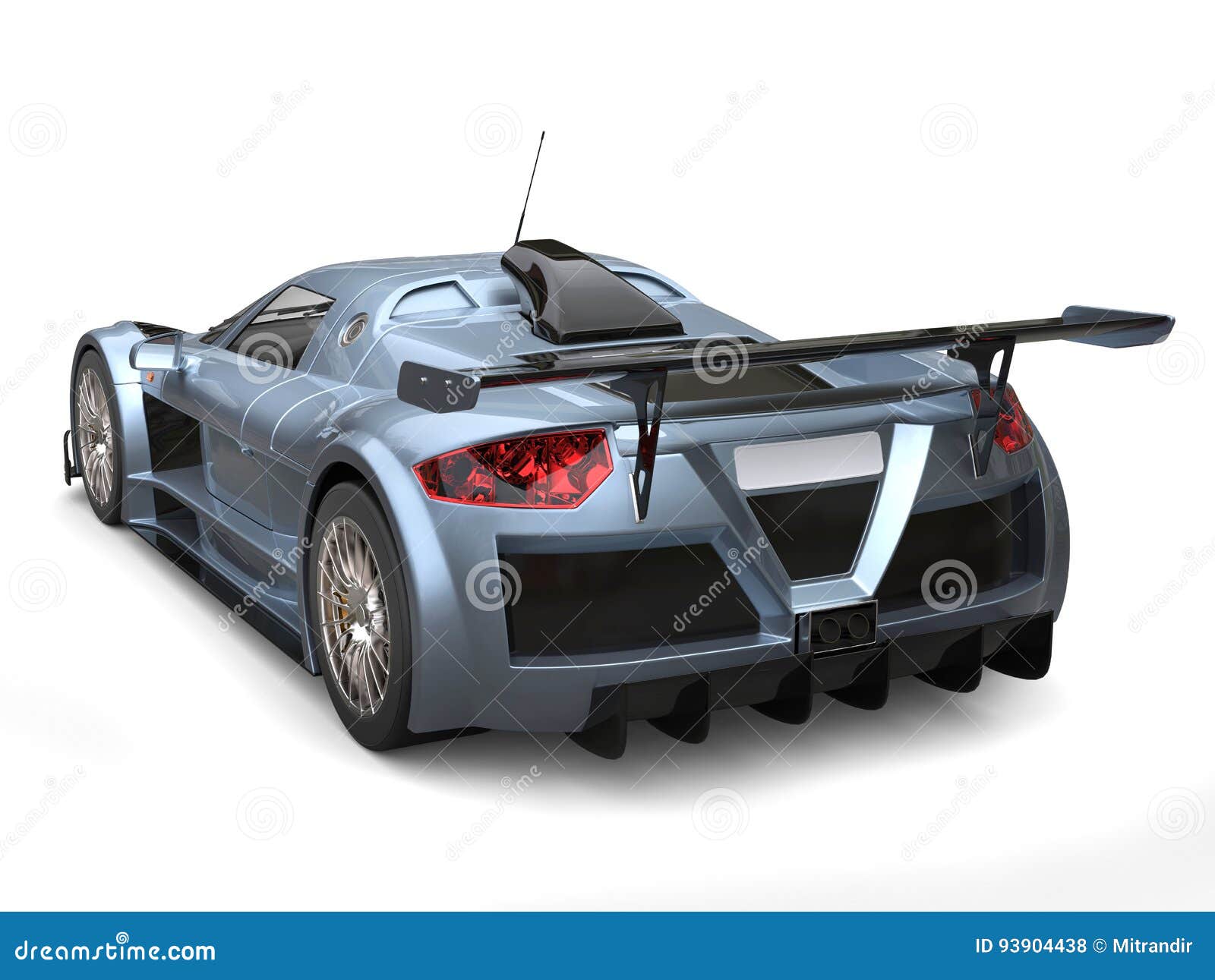 Light Slate Gray Metallic Flake Paint Supercar - Back View Stock ...