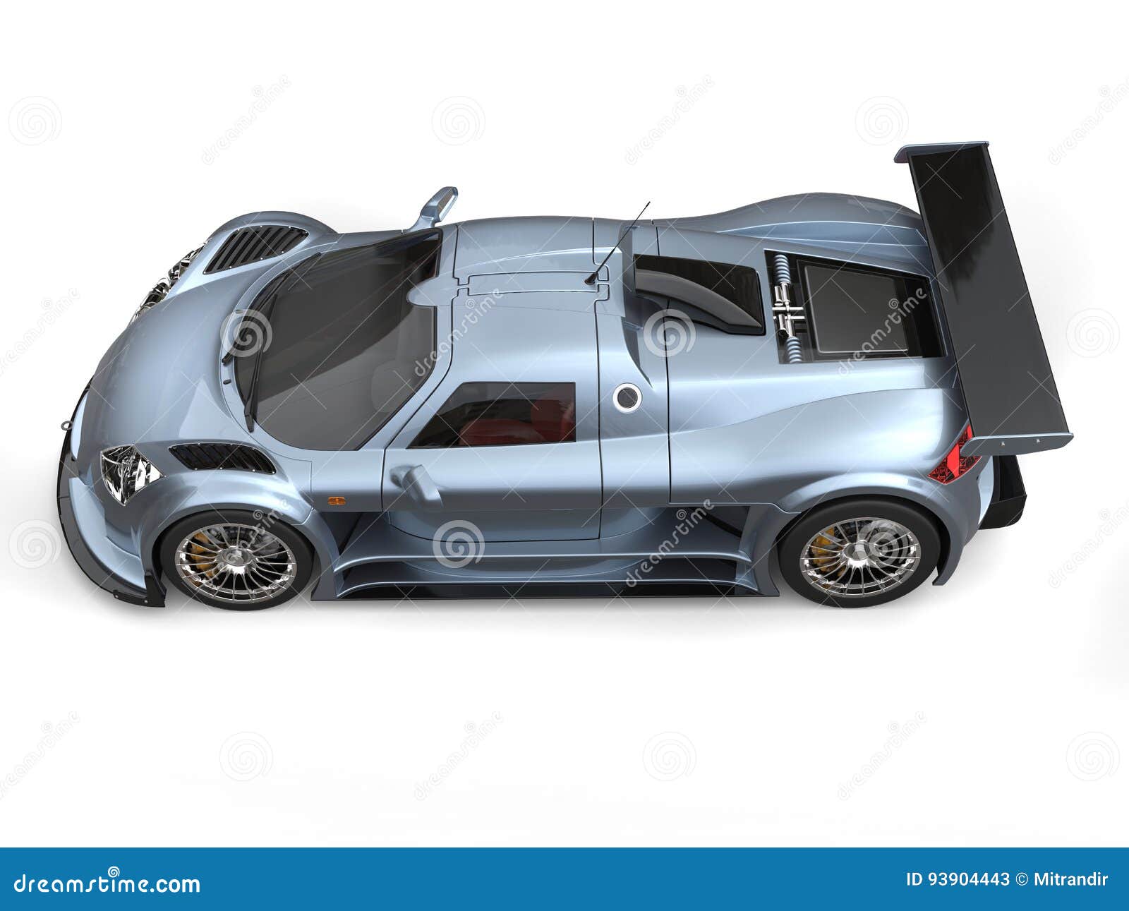 Light Slate Gray Metallic Flake Paint Supercar - Top Down Side View ...