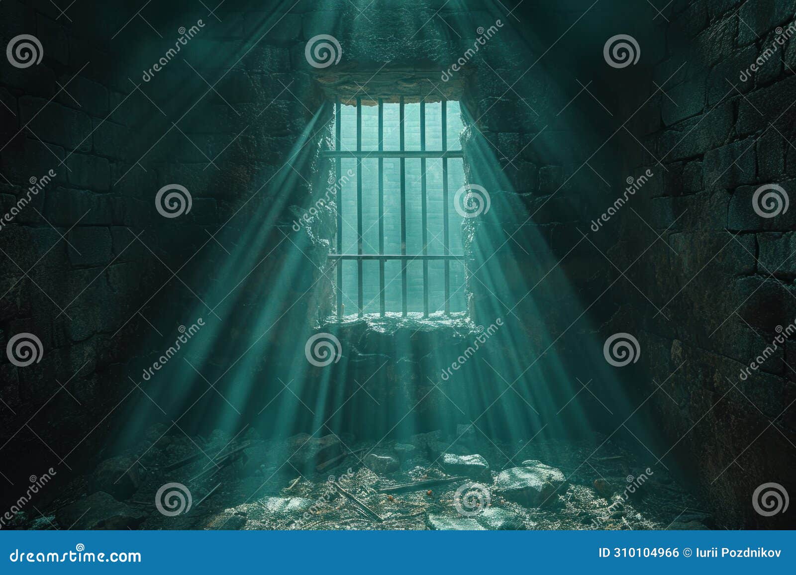 Light Slit in the Upper Window with Bars Stock Photo - Image of ...