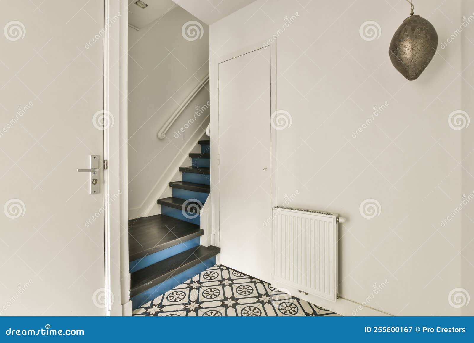 Small Corridor with Doors and Staircase Stock Image - Image of ...