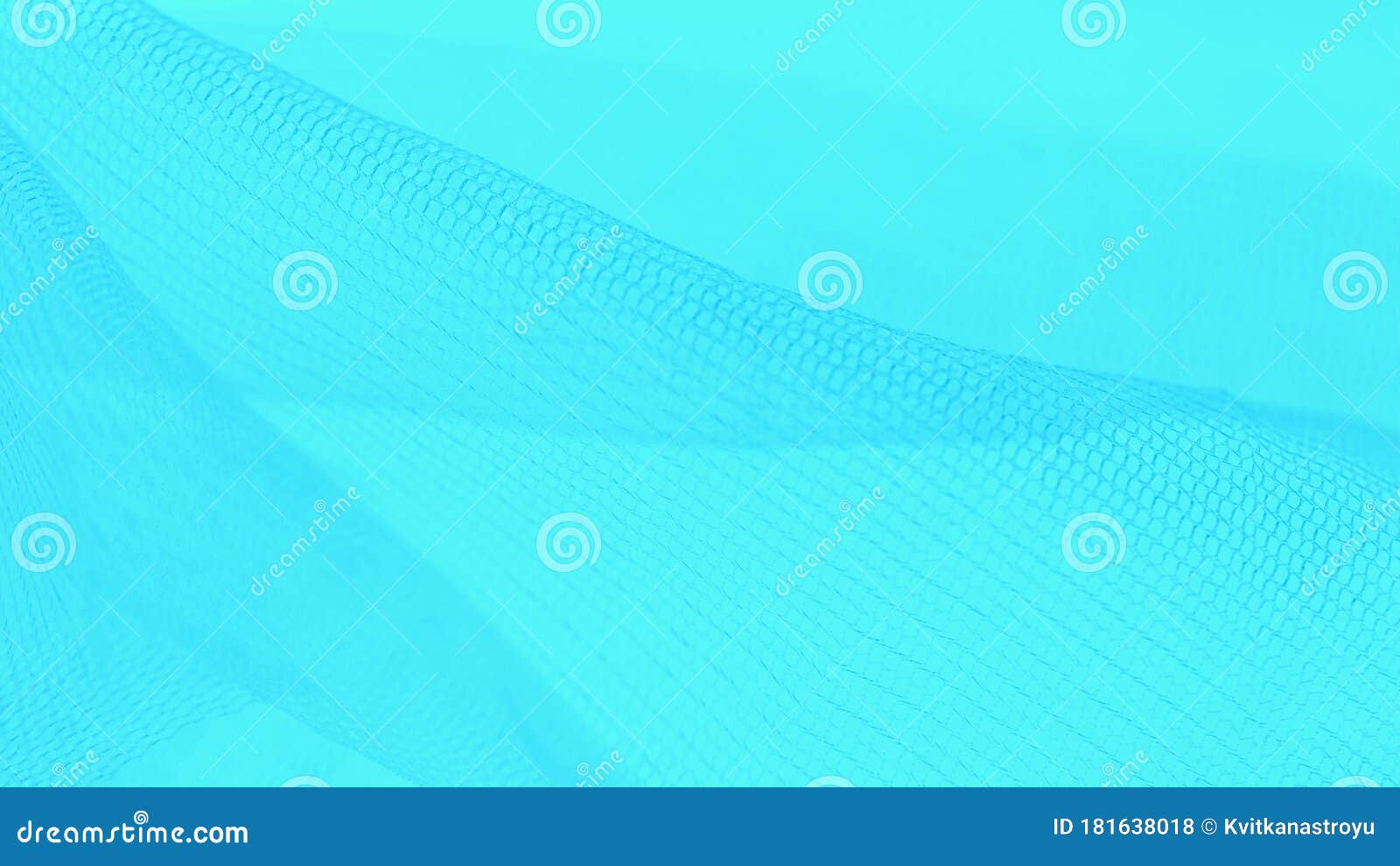 Light Small Mesh Fabric on Aqua Aquamarine, Background. 16:9 Panoramic ...