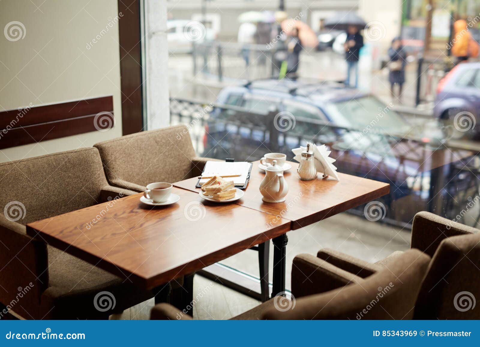 Light snack in cafe stock image. Image of notebook, food - 85343969